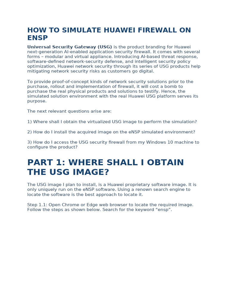 Simulate Huawei USG Firewall on eNSP | PDF | Ip Address | Windows 10