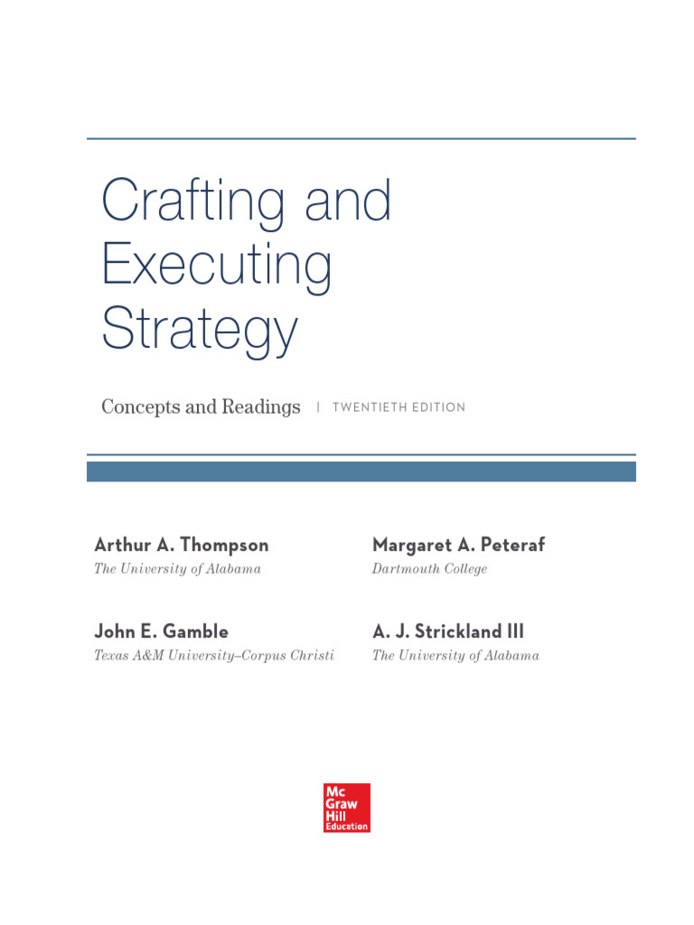 Crafting and Executing Strategy - Concepts and Readings-20 Ed-6-20 | PDF | Strategic Management ...