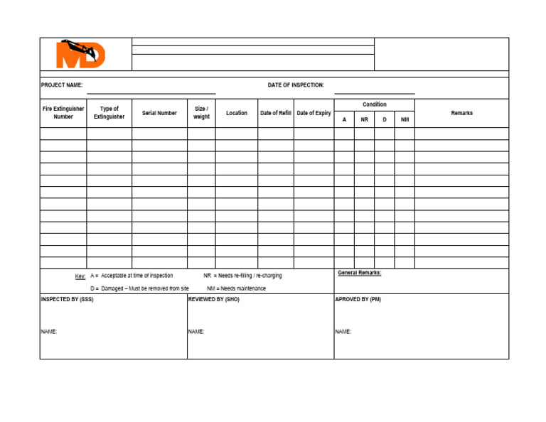 Fire Extinguisher Inspection Form | PDF