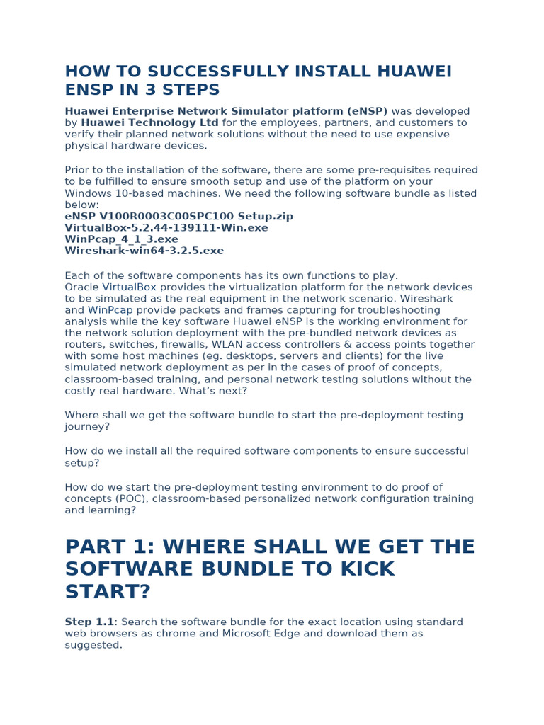 How To Successfully Install Huawei Ensp in 3 Steps | PDF | Computer ...