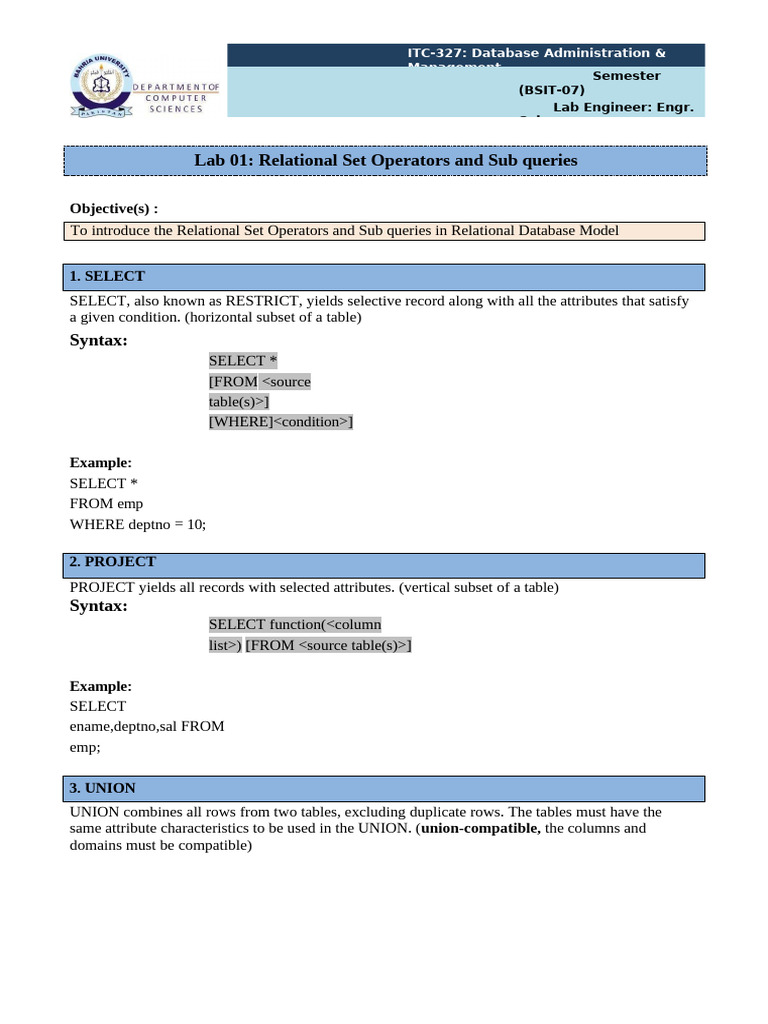 Lab 01 DBAM 10092024 082950pm 13092024 125449pm 03022025 015306pm 07022025 125521pm | PDF ...
