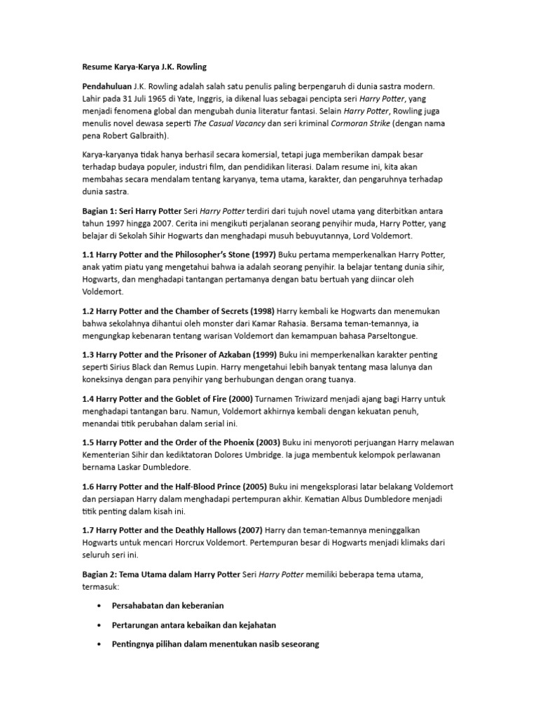 Resume Karya JK. Rowling | PDF