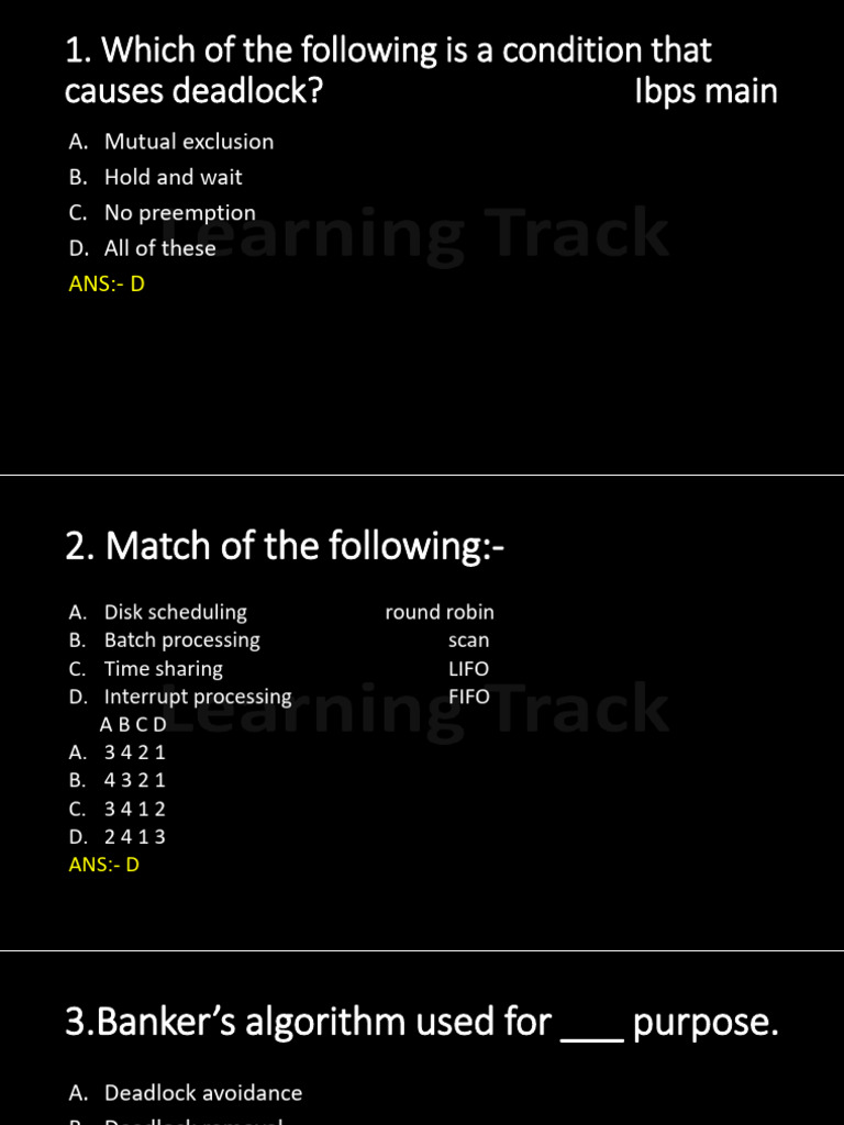 Operating System Concepts Quiz Answers | PDF | Scheduling (Computing ...