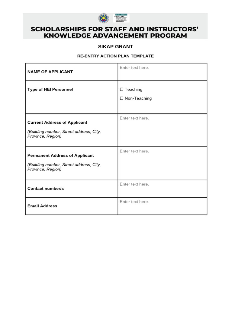 (Full-Time) Sikap Re-Entry Action Plan | PDF | Cognition