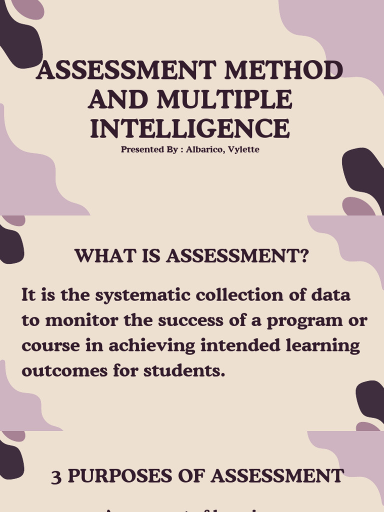 assessment method and multiple intelligence | PDF