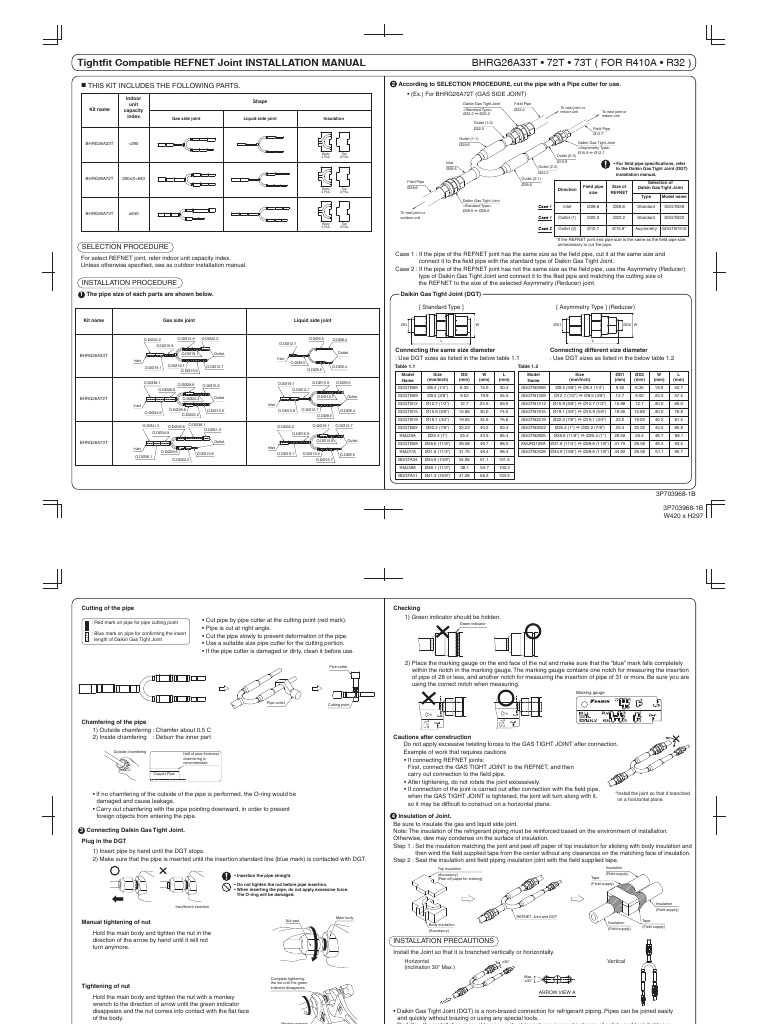 Daikin Gas Tight Joint Installation Guide | PDF | Pipe (Fluid ...