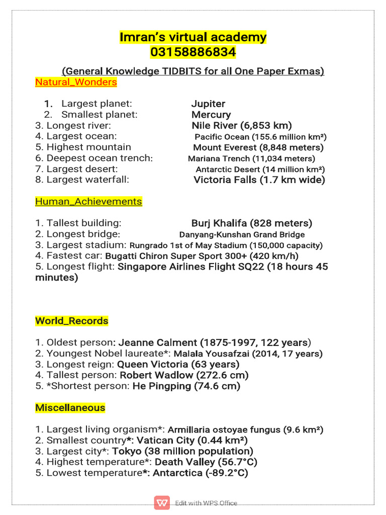 GK Natural Records, World Record Achievements | PDF