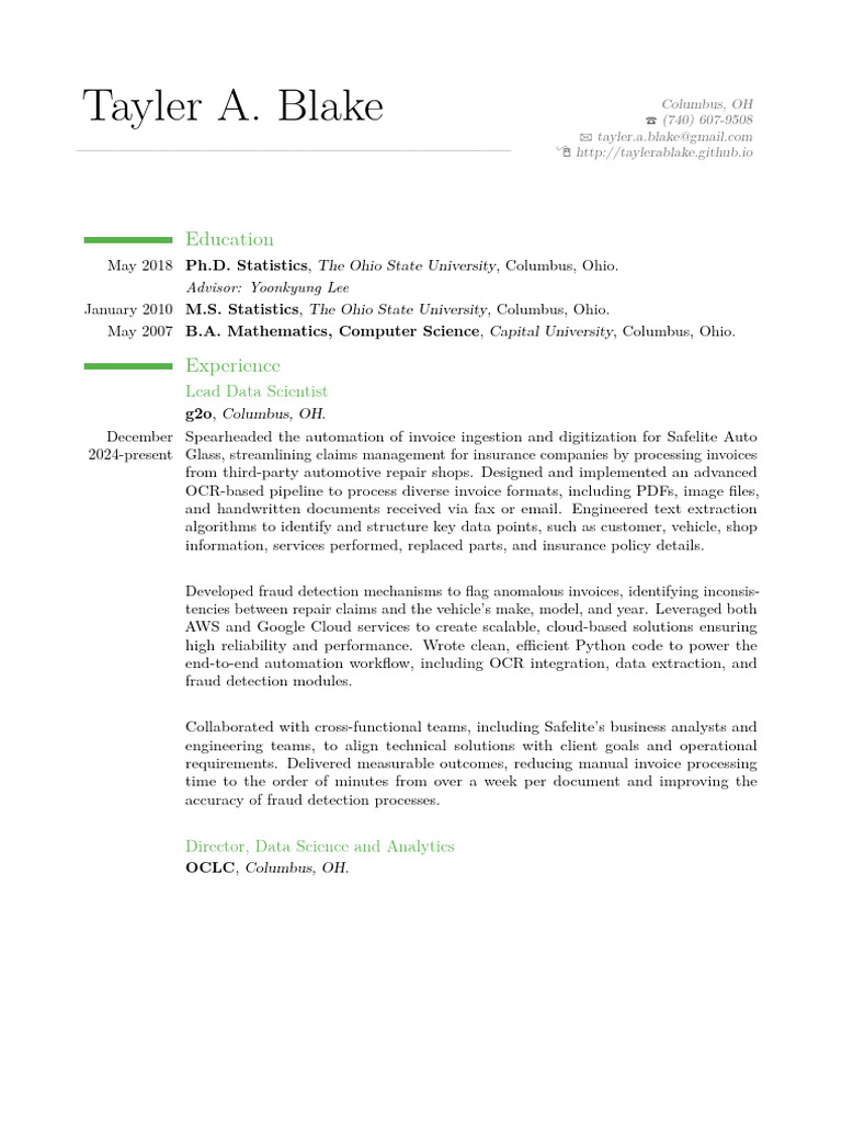 Dice Resume CV Tayler Blake | PDF | Data Science | Machine Learning