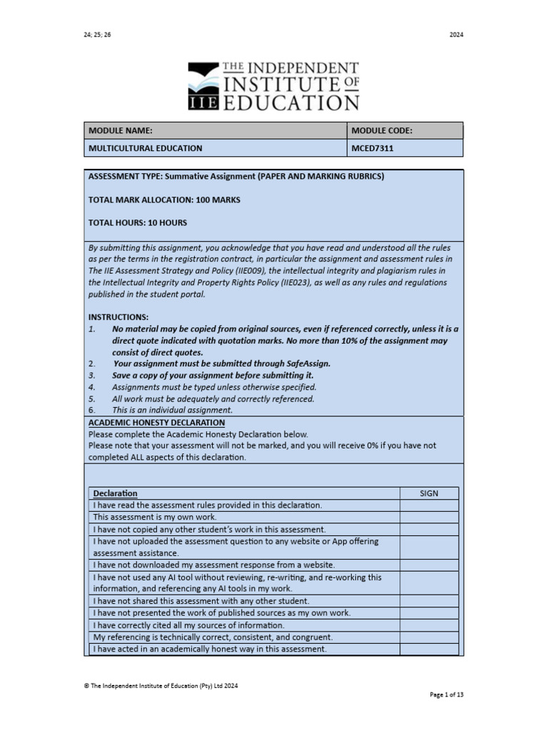 MCED Summative Assessment | PDF | Bias | Curriculum