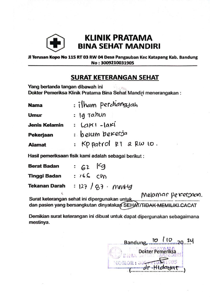 Surat Keterangan Sehat (Ilham Perdiansyah) .pdf-1741296761 | PDF