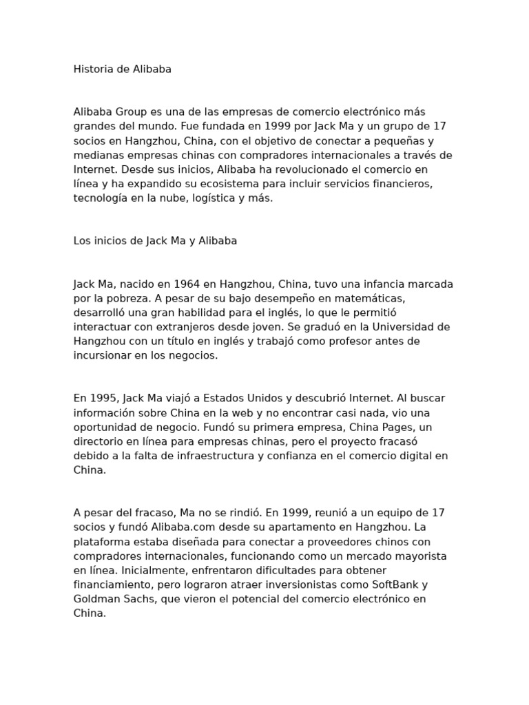 Historia de Alibaba | PDF | Grupo Alibaba | Computación en la nube