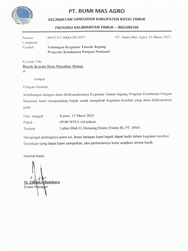 Undangan Kades Manubar Dalam-1 | PDF