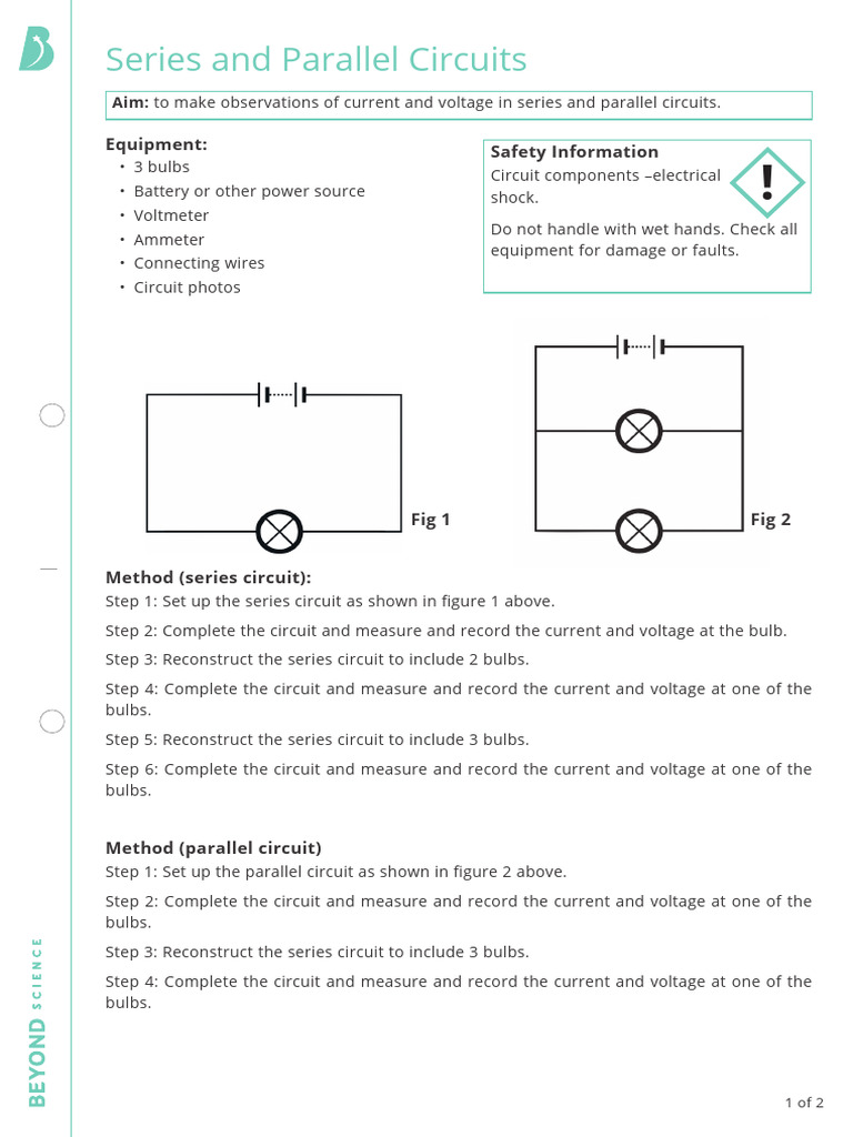 t3 SC 702 Series and Parallel Circuits Investigation Instruction Sheet Printout - Ver - 6 | PDF ...