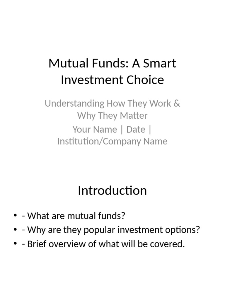 Mutual Funds Presentation | PDF | Investing | Financial Risk