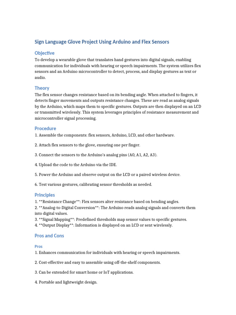 Sign Language Glove Project Detailed | PDF