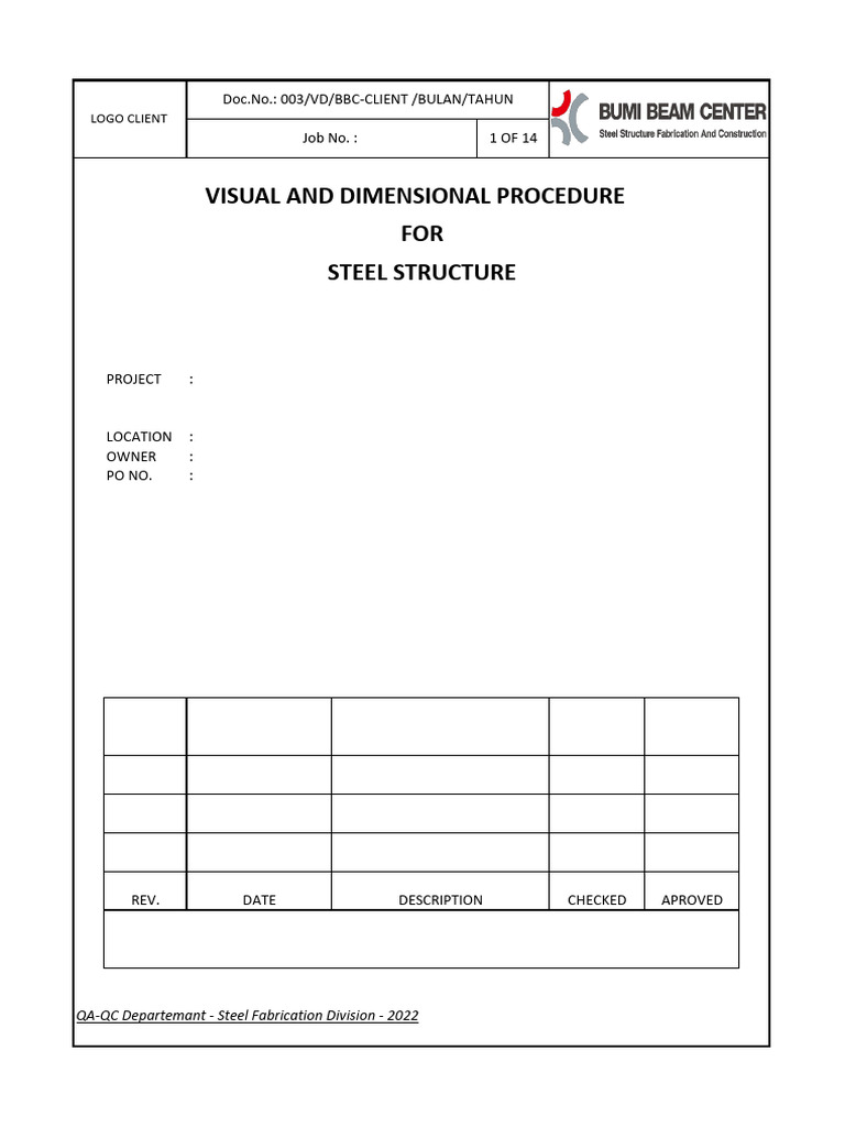 003 Procedure Visual Dan Dimensi | PDF | Mechanical Engineering