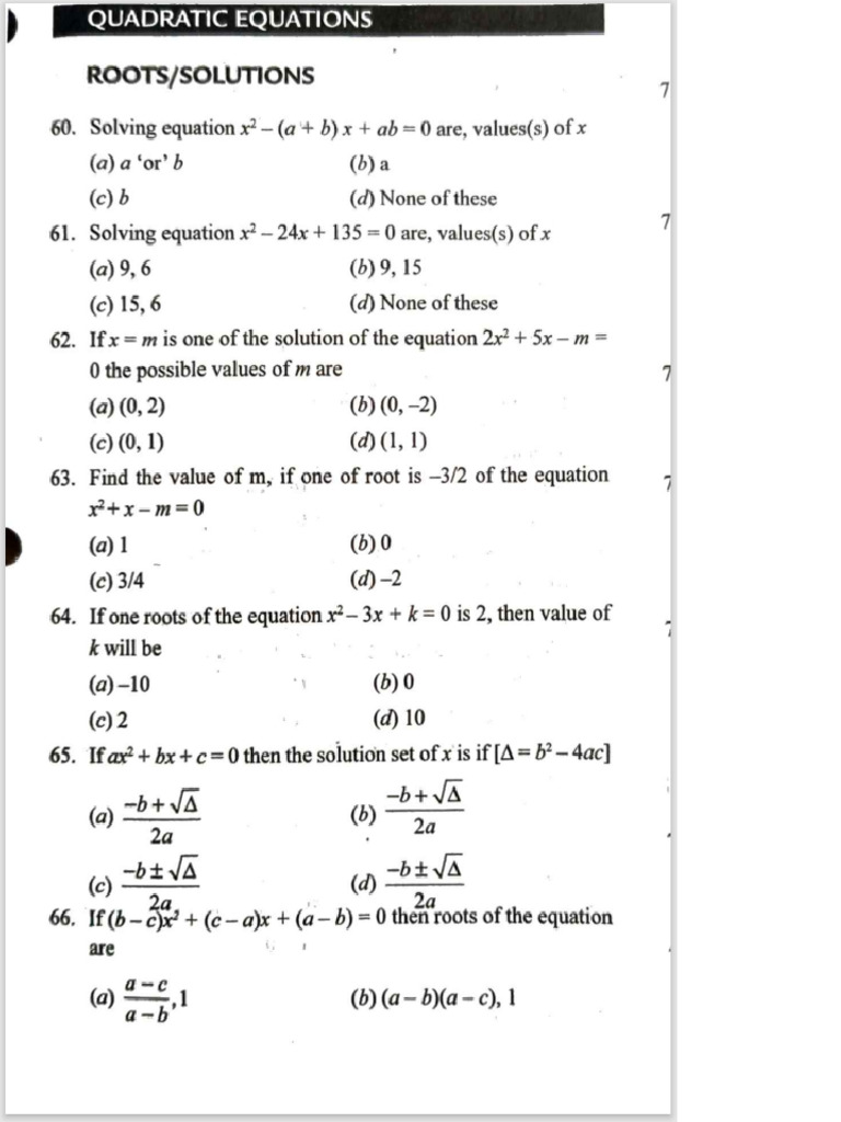 Quadratic & Cubic Equations For CA Foundation Students | PDF