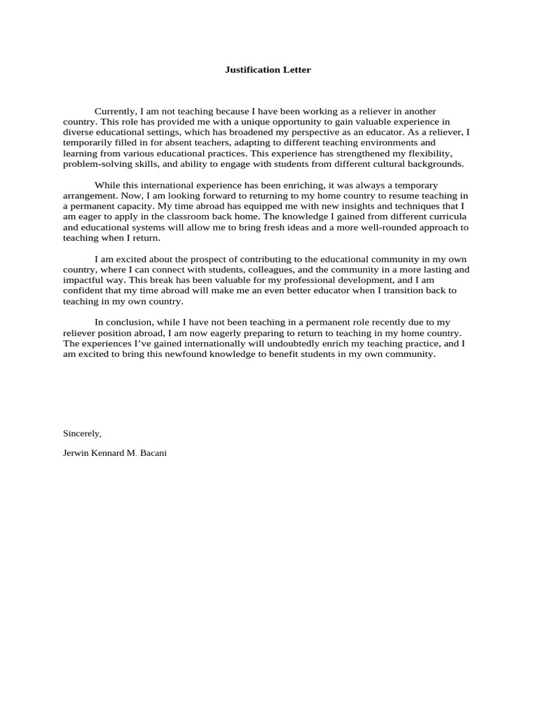 Justification Letter | PDF