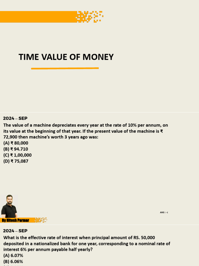 4 - Time Value of Money Pyq's-2 | PDF | Interest | Present Value