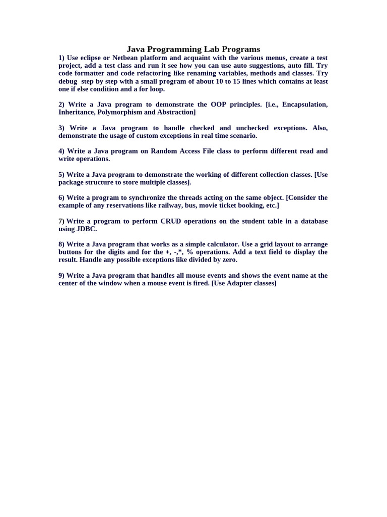 r22 Java PRGMMG Lab Manual | PDF | Class (Computer Programming) | Object Oriented Programming