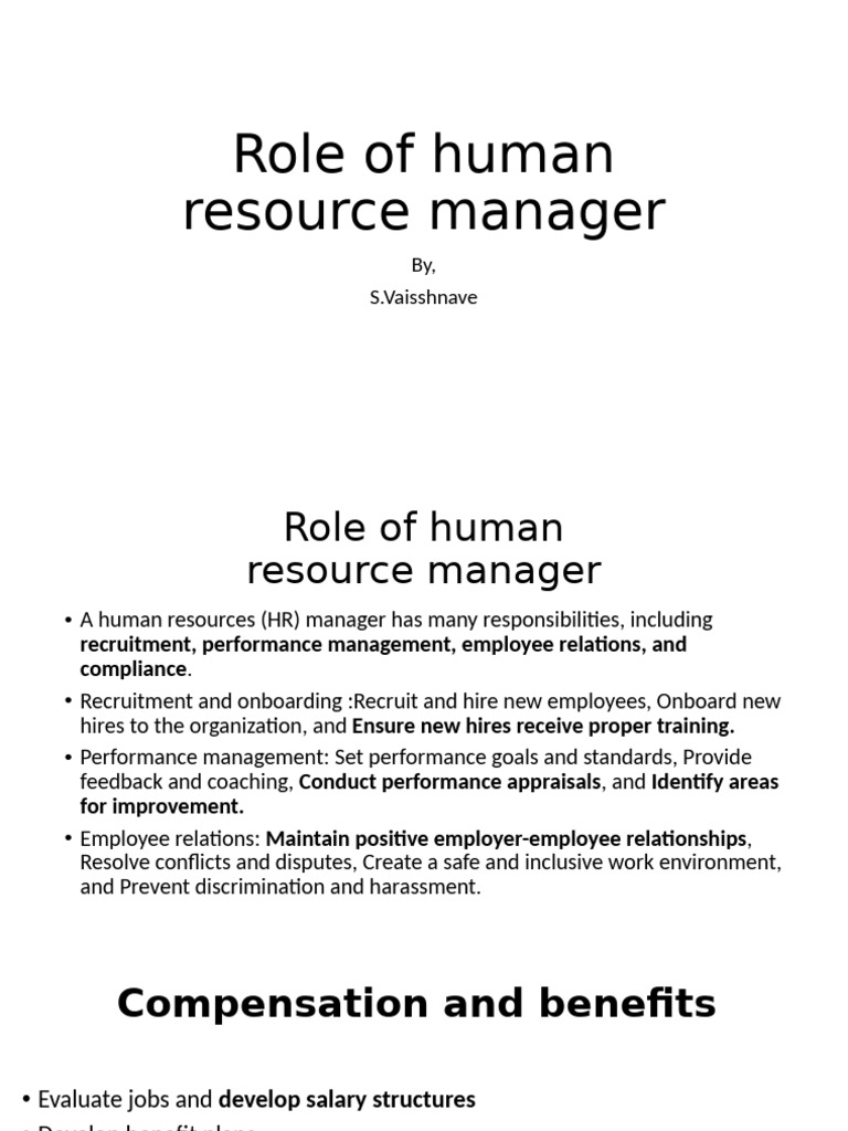 Key Responsibilities of HR Managers | PDF | Employment | Human Resource ...