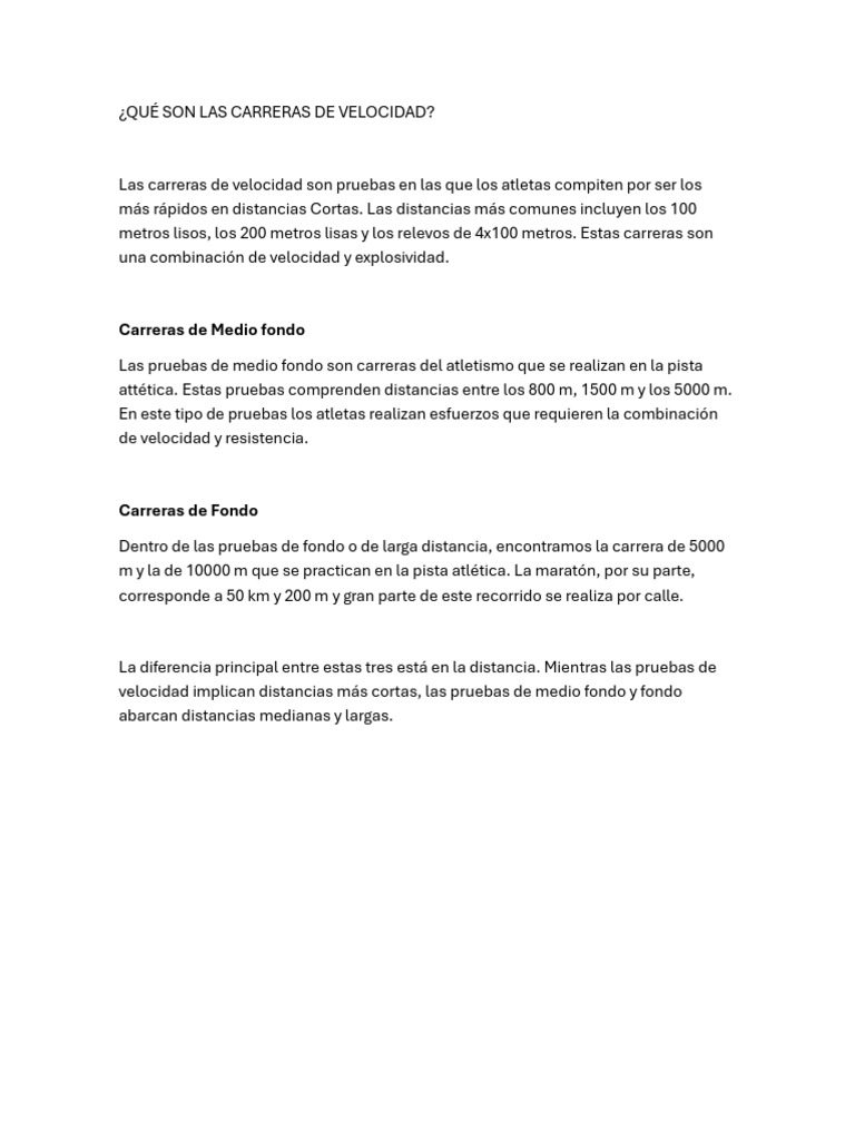 Las Carreras de Velocidad | PDF