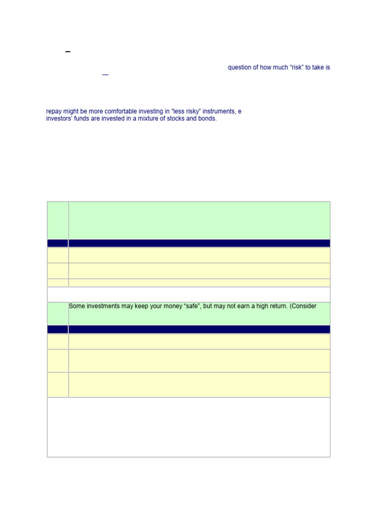 Risk Tolerance Assessment Questionnaire | PDF | Investing | Financial Risk
