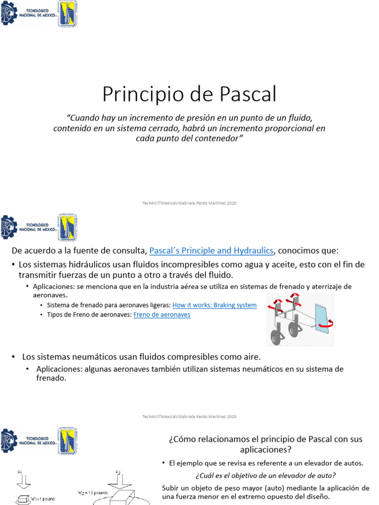 Principio de Pascal - 1 | PDF | Ingeniería mecánica | Mecánica de Medios Continuos