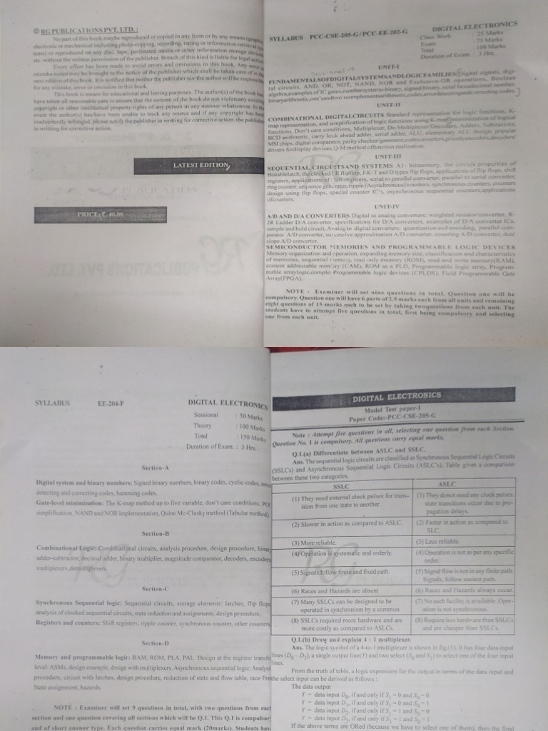 Digital Electronics 3rd Sem RG | PDF