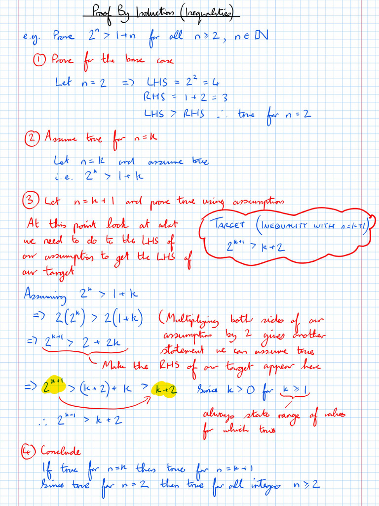 Further Maths Proof by Induction (Inequalities) Lessons | PDF