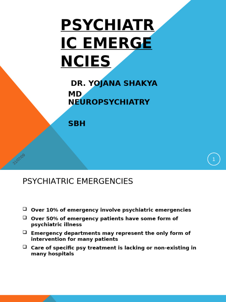 Psychiatric Emergencies | PDF | Mental Disorder | Diseases And Disorders