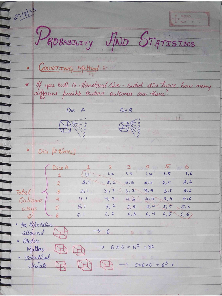 Probability and Statistics Notes - 20230920 | PDF
