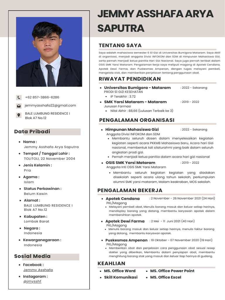 CV Jemmy Asshafa Arya Saputra | PDF