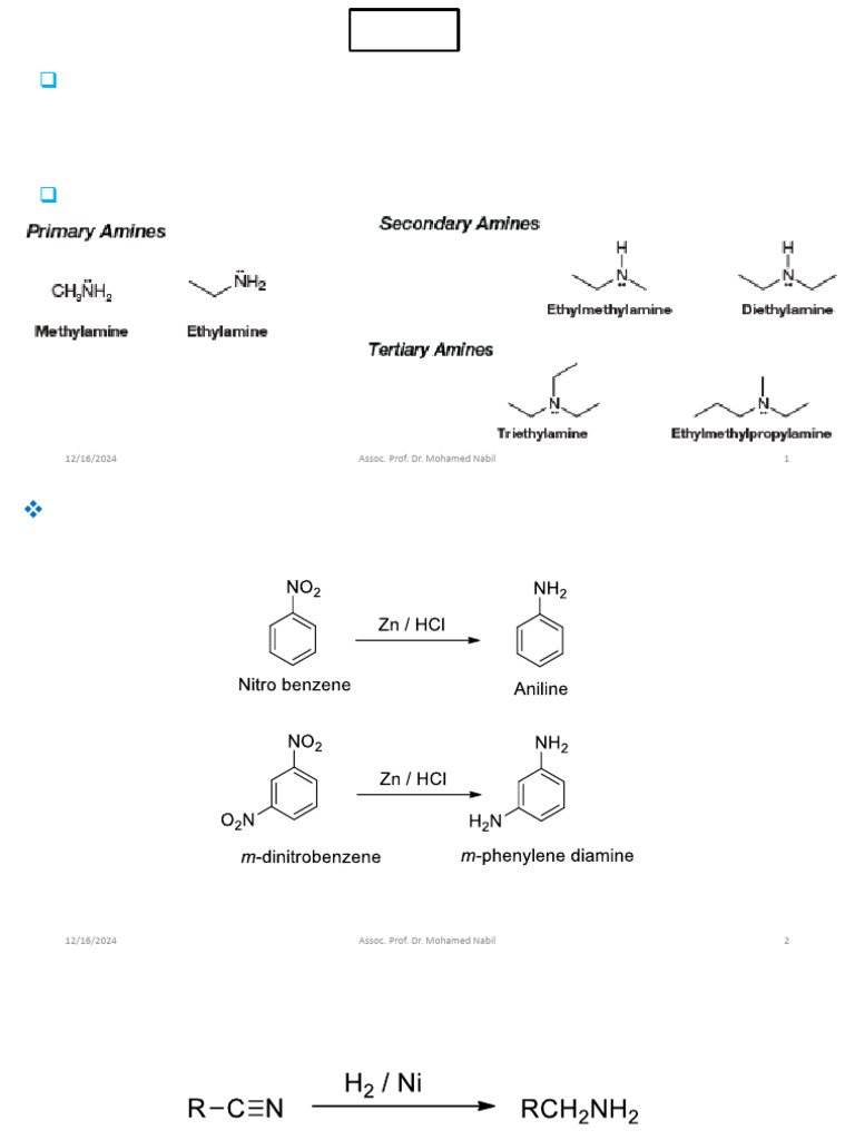 Types and Reactions of Amines | PDF