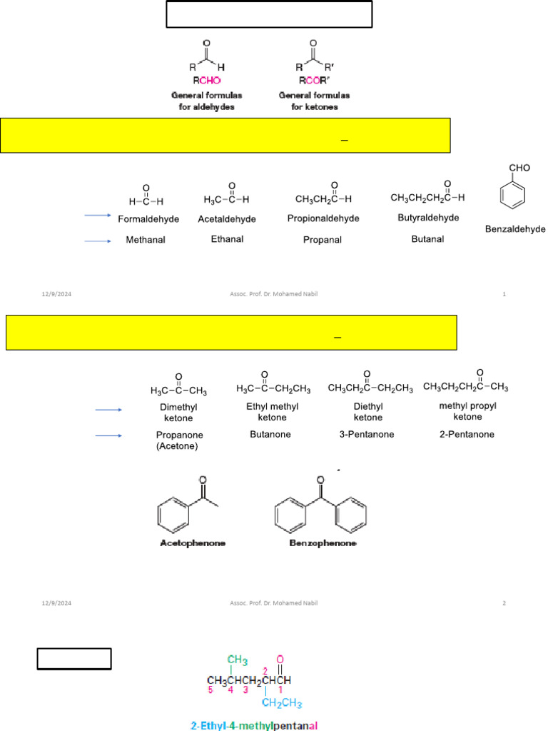 Organic Chemistry CHE111 (Aldehydes and Ketones) | PDF