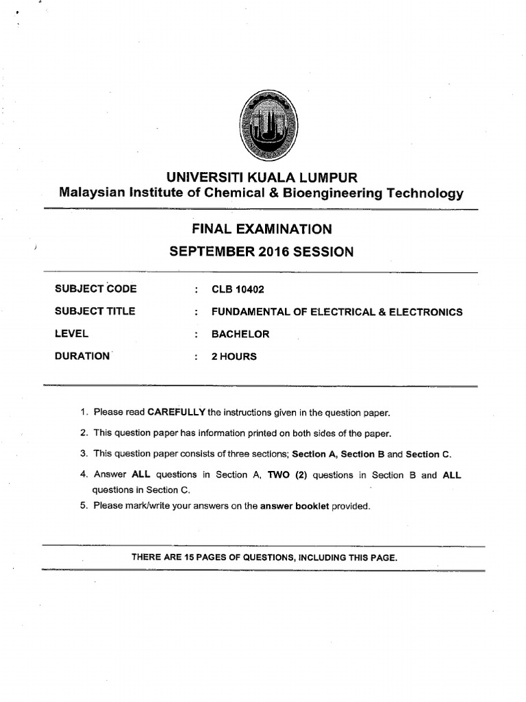 CLB10402 Fundamental of Electrical & Electronics | PDF