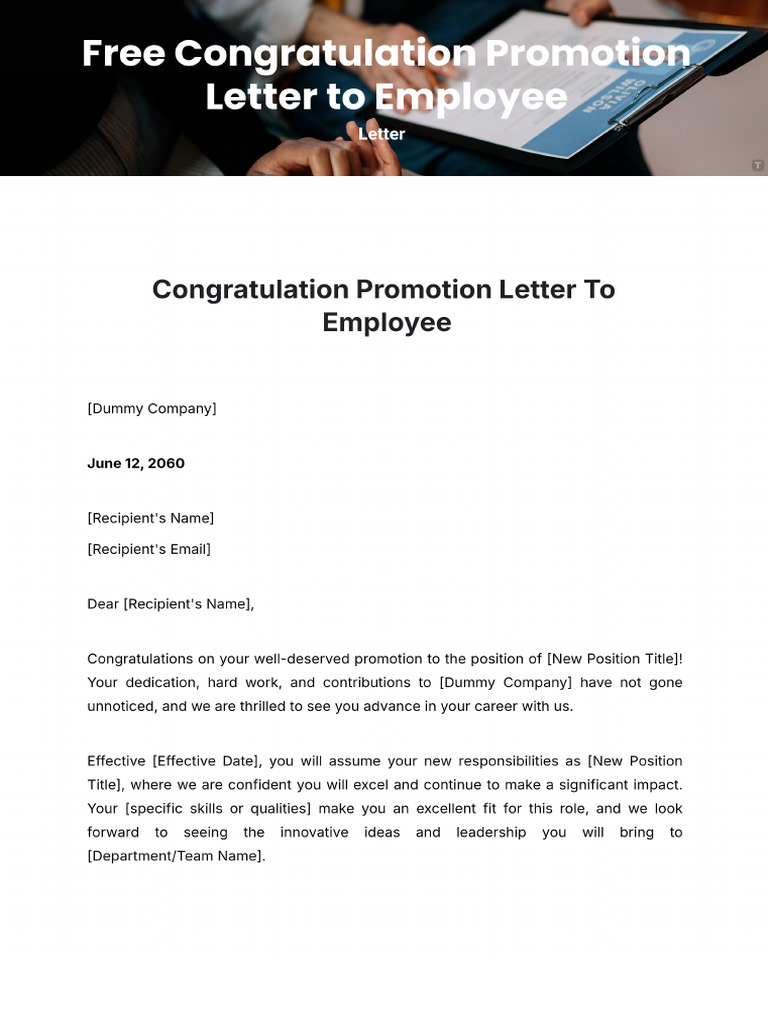 Congratulation Promotion Letter To Employee | PDF