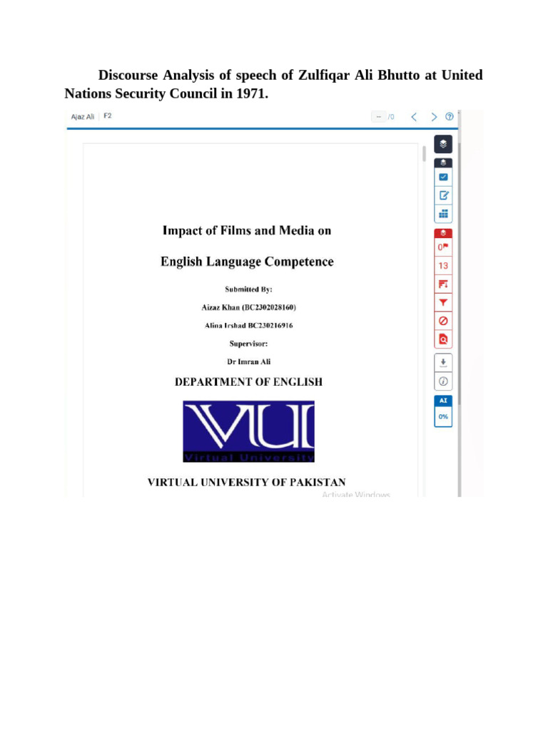 Aijaz Ali BC210407064 Amina Batool BC210404822 | PDF | Discourse | Analysis