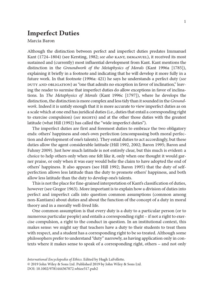 Understanding Kant's Imperfect Duties | PDF | Immanuel Kant