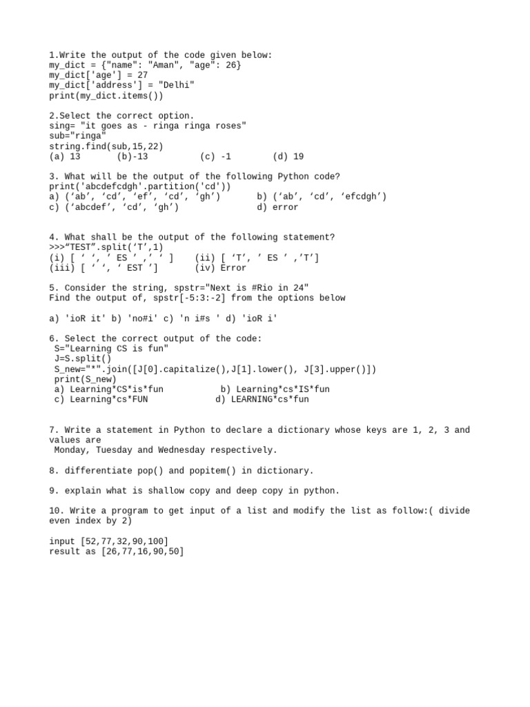 Python Code Output and Concepts | PDF