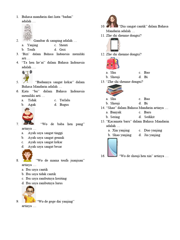 LATIHAN BHS MANDARIN | PDF