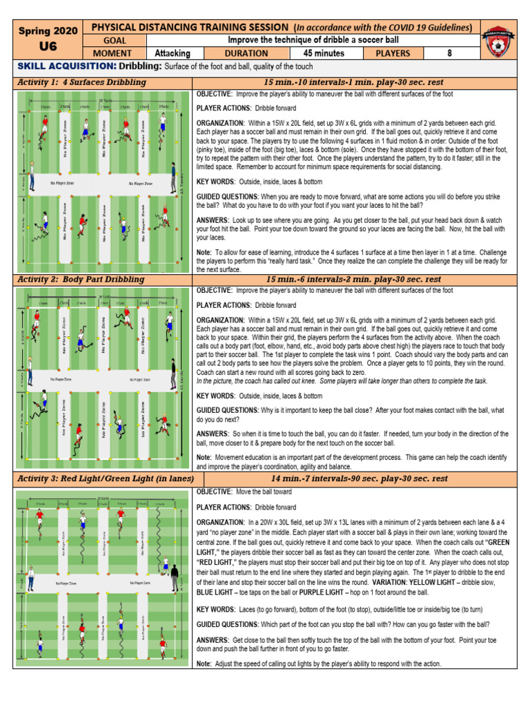 U6 Soccer Dribbling Training Plan | PDF