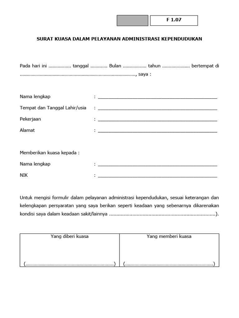 Formulir Surat Kuasa | PDF