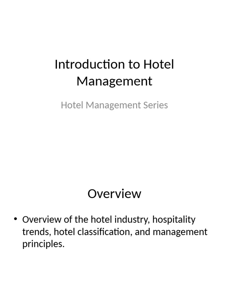 Hotel Management Basics and Trends | PDF