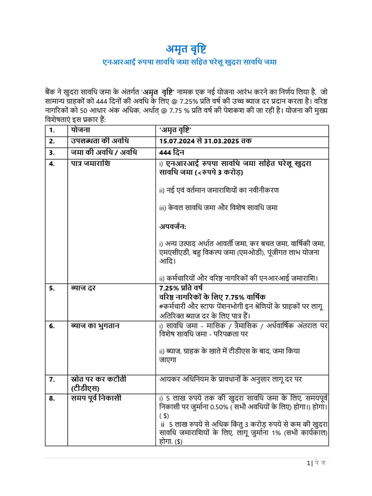 160724-Amrit Vrishti For Bank SBI Hindi | PDF