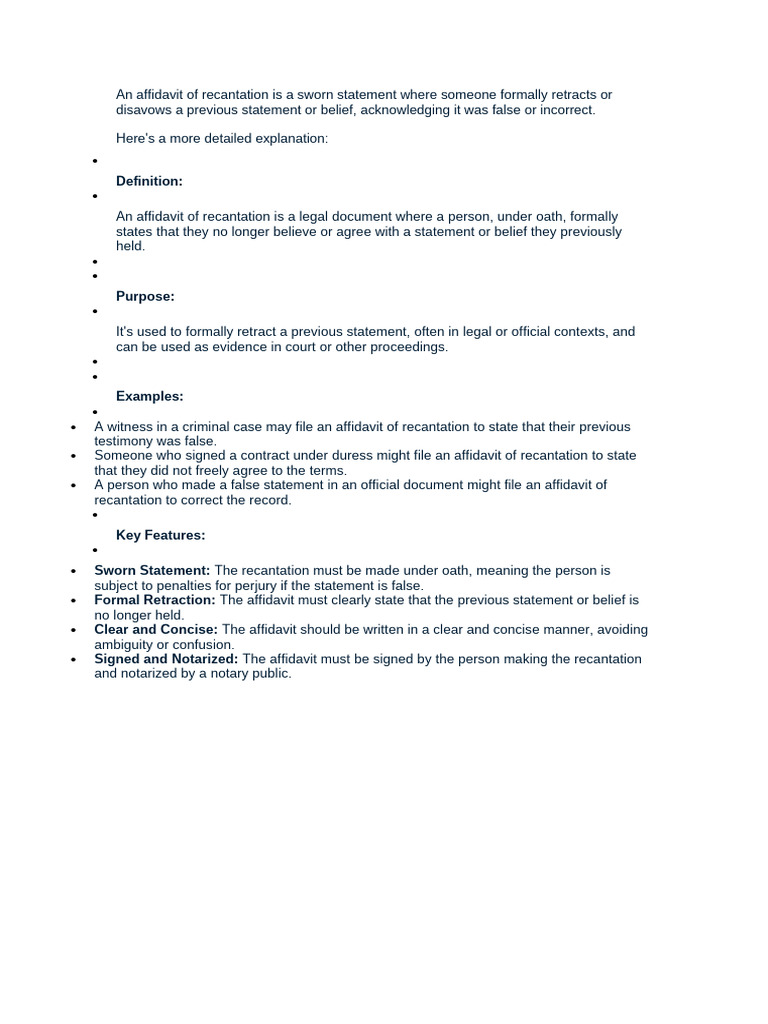 An Affidavit of Recantation | PDF