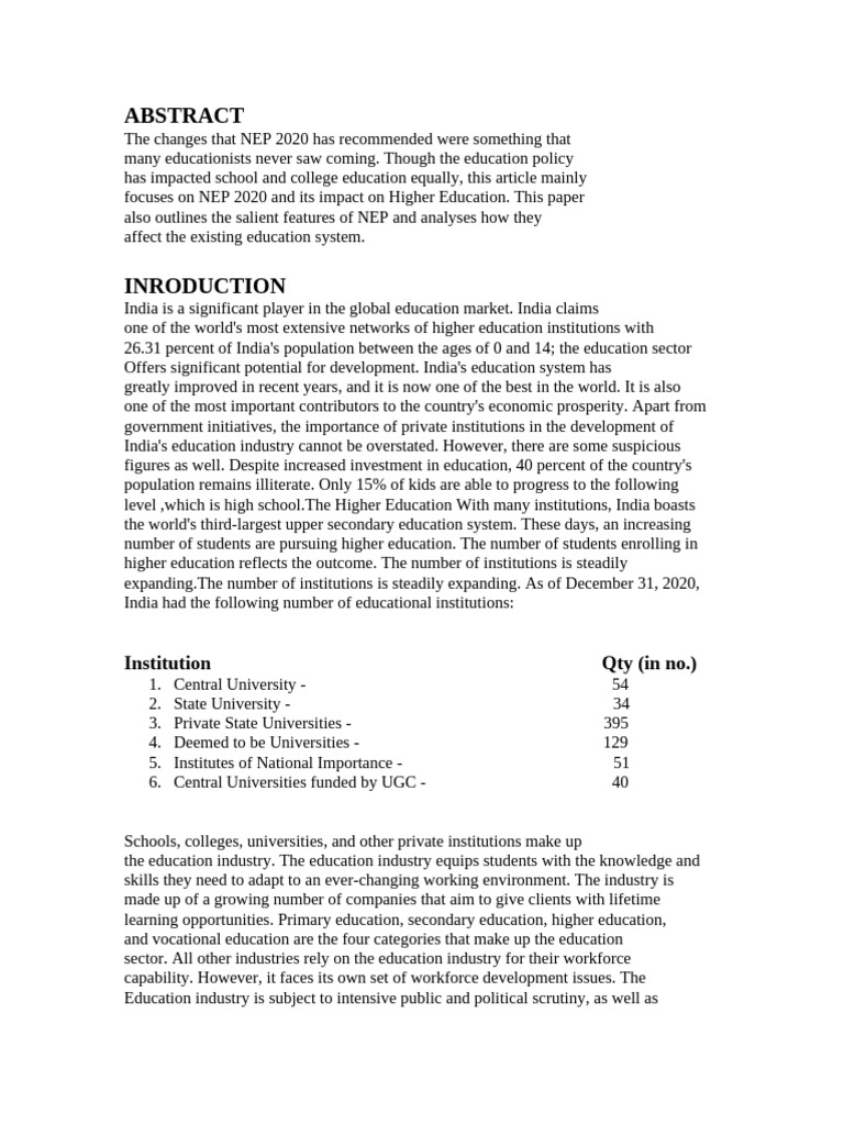 Research Paper On Implementations of Nep in Higher Education | PDF ...
