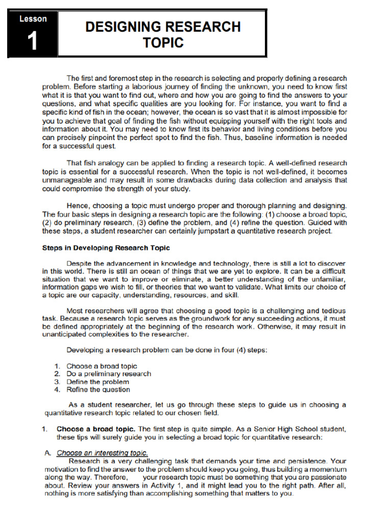 Designing Research Topic & Research Title | PDF