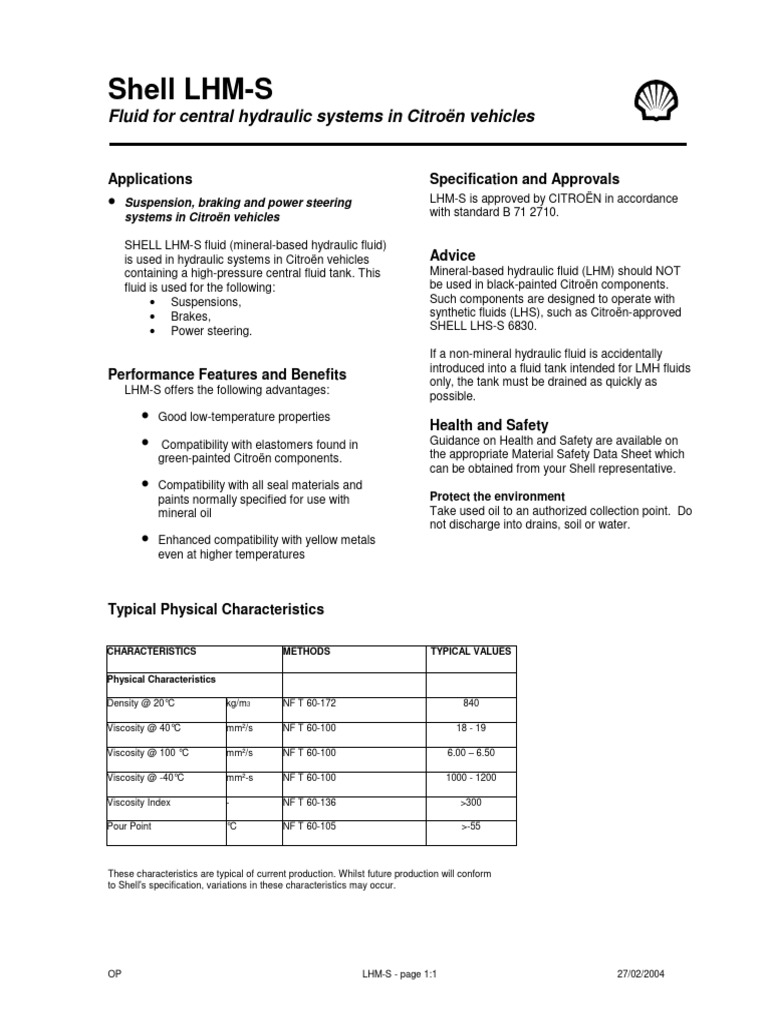 Shell_LHM-S_TDS (1) | PDF | Materials | Liquids