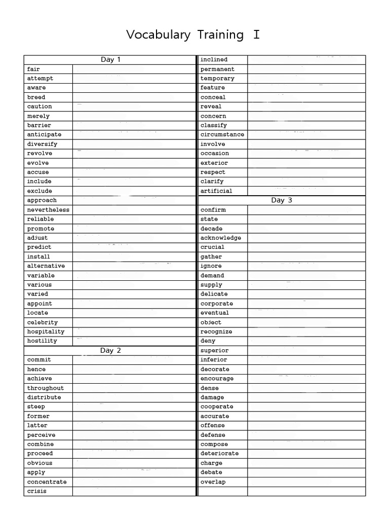 Vocabulary Training 1 4 | PDF